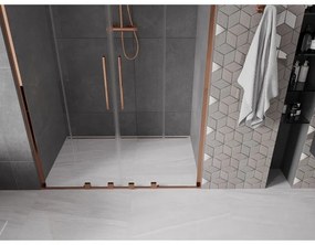 Mexen Velar L Duo, posuvné sprchové dveře do otvoru 140 cm, 8mm čiré sklo, růžové zlato, 871-140-003-02-60