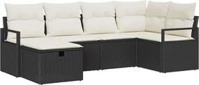 Set pohovek 6 ks Černá a krémová polyratan 3359176