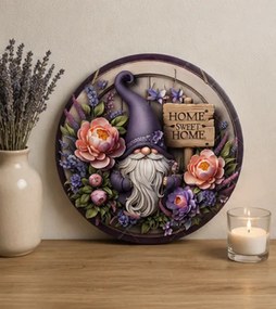 dekorace na zeď, dřevo, 20x20 cm, Boho styl s trpaslíkem, Dekorino DZ20260013