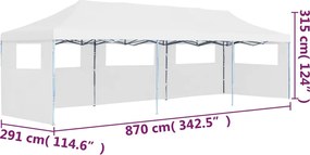 vidaXL Skládací nůžkový stan s 5 bočními stěnami 3 x 9 m bílý [48873]