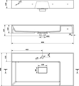Sapho, GODIVA umyvadlo 83x44cm, litý mramor, bílá, GU083L