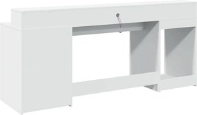 Psací stůl s LED světly bílý 200 x 55 x 91 cm kompozitní dřevo 3309438