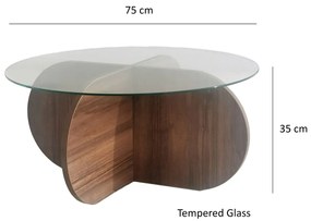 Designový konferenční stolek Jameela 75 cm vzor ořech