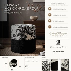Černobílý taburet Oriental Style – Mauro Ferretti