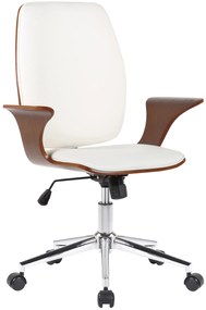 Kancelářská židle Ashdon - ohýbané dřevo a umělá kůže | ořech a bílá