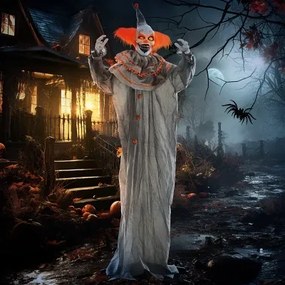 HOMCOM Halloween dekorace Klaun, ohebné paže, aktivováno dotykem/zvukem, svítící oči