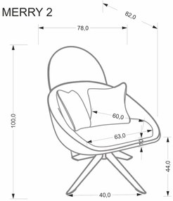 Relaxační otočné křeslo MERRY 2 — ocel, menšestrová látka Cappuccino