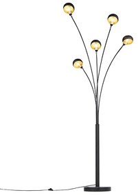 Designová stojací lampa černá 5-světlo - Sixties Marmo