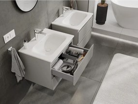 Mexen Rivel, koupelnová skříňka 60 cm s umyvadlem Vela, 2 zásuvky, drážkovaná, šedá matná/bílá, 91A20-06047-2-BFF62-W23M01