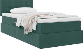 Postel s úložným prostorem Tmavě zelená 100 x 200 cm samet 3370860