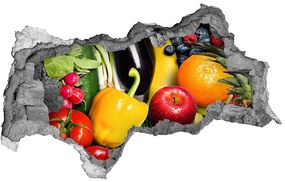 Wallmuralia Nálepka 3D díra Zelenina a ovoce 95x73 cm