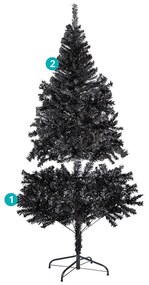 Černý umělý vánoční stromek, 150cm 415 větví