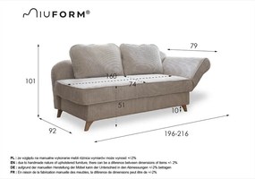 Šedá manšestrová lenoška (pravý roh) Chic Charlotte – Miuform