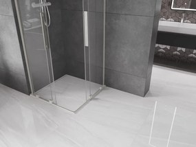 Mexen Velar L Duo, sprchový kout s posuvnými dveřmi 80 x 80 cm, 8mm čiré sklo, broušená ocel, 871-080-080-02-03-97