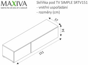 MAXIVA Skříňka pod TV - SIMPLE SRTV151, bílá/lesklá bílá