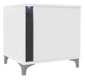 Noční stolek Anrok L AR13, Barva: bílá / bílý lesk + černý lesk
