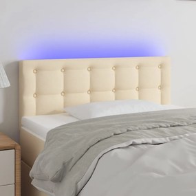 Čelo postele s LED krémové 80 x 5 x 78/88 cm textil