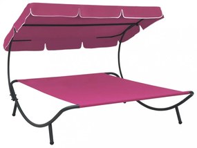 Zahradní postel s baldachýnem Dekorhome Růžová