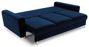 Modrá sametová rozkládací/s úložným prostorem pohovka 235 cm Kyoto – Cosmopolitan Design