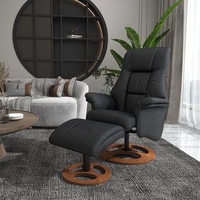HOMCOM Polohovací křeslo Vinsetto s taburetem, elektricky sklopné o 130°, umělá kůže, černé, TV křeslo s funkcí polohování, 77 x 89 x 110 cm | Aosom.…