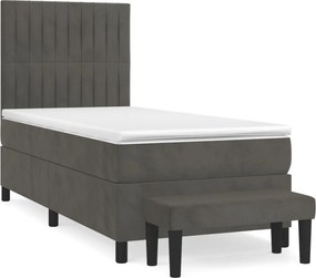 Box spring postel s matrací tmavě šedá 100x200 cm samet 3137948