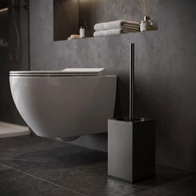 Rea B110, volně stojící WC kartáč s kovovou nádobkou, 39 cm, titanový, REA-08871