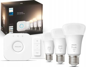 3x Led žárovka E27 9,5W 2700K Philips Hue White+ Hue Bridge Dimmer Switch