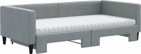 Válenda s přistýlkou a matracemi světle šedá 100x200 cm textil 3196601