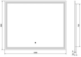 Mexen Taco, LED koupelnové zrcadlo s podsvícením 100 x 80 cm, 6000K, ochrana proti zamlžování, 9805-100-080-611-00
