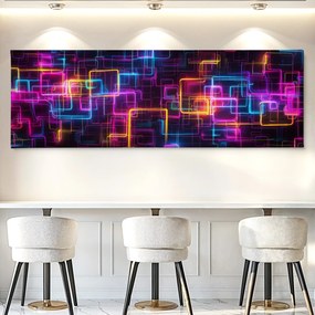 Obraz na plátně - Plynoucí neonové vzory FeelHappy.cz Velikost obrazu (šířka x výška): 210 x 70 cm