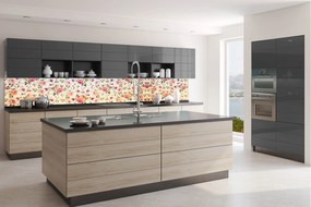 DIMEX | Fototapeta do kuchyně Růžičky KI-350-177 | 350 x 60 cm | růžová, meruňková, zelená