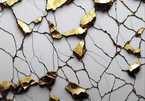 Postershop Fototapeta vliesová: Glamour imitace zlatého mramoru s bílou zdí - 368x254 cm