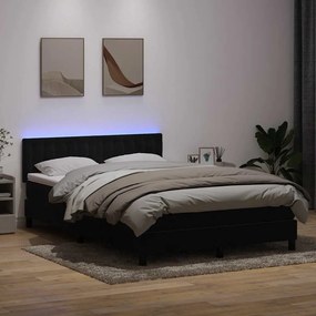 Box spring postel s matrací a LED černá 160x210 cm samet 3317273