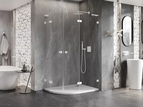Mexen Lunar, L pravý půlkruhový sprchový kout 100 x 90 cm, 8mm čiré sklo, bílý profil, 833L-100P-090L-20-00