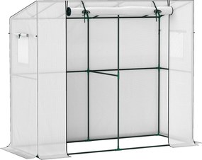 Outsunny skleník s rolovacími dveřmi, 2 okna, zimní skleník z ocelové fólie, skleník na balkon, zahrada, skleník na rajčata s UV ochranou 200x76x170c…