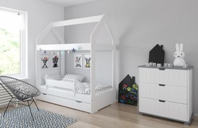 BabyBeds Dětská postel DOMEČEK bílá Velikost postele: 180x80 cm, Barevné provedení: Bílá, Úložný prostor: Ano, s úložným prostorem Bílá