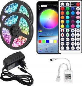 Led pásek 15 m RGB5050 ovládaný telefonem Bluetooth Barevný Dálkový Ovladač Napájecí adaptér