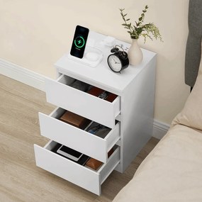 Autronic Noční stolek ANT-E1161 WT s nabíjecím panelem