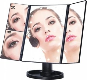 Zrcátko třípanelové s LED Dot osvětlením - černé