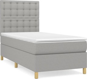 Box spring postel s matrací světle šedá 90x200 cm textil 3142625