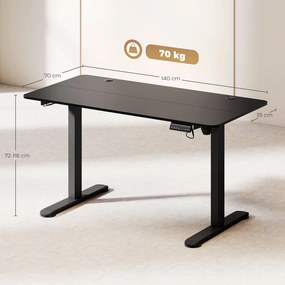 Stůl Vinsetto se stojanem na sezení, elektrický, s ochranou proti nárazu, ochranou proti přehřátí, možnost ukládání, 140x70x72-116cm, dřevotříska, če…