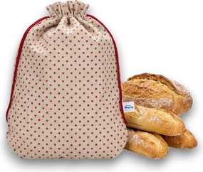 Wrap - up Funkční pytlík Wrapáček, obal vel. XL na chleba i pečivo, režný s ČERVENÝM puntíkem