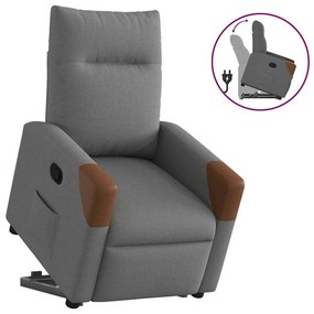 Zvedací polohovací křeslo tmavě šedé textil 3324007