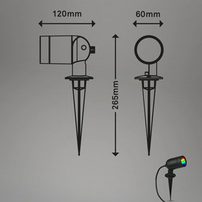 BRILO 3674-015 LED zahradní bodové svítidlo, 12 cm, 4,4 W, 380 lm, černá - BRILO