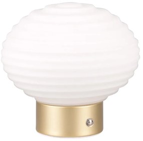 Stmívatelná LED stolní lampa v bílé a zlaté barvě se skleněným stínidlem (výška 14,5 cm) Earl – Reality