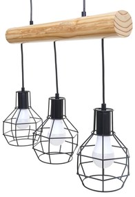 Závěsné svítidlo H82 industrial, mrížka 3 74207 - kov / dřevo - Černá
