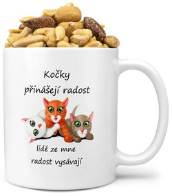 Hrnek Kočky přinášejí radost (Náplň hrníčku: Směs slaných oříšků)