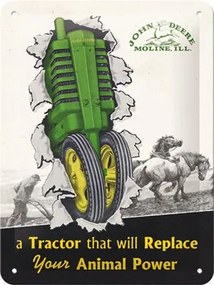 Postershop Plechová cedule: John Deere Tractor & Animal Power - 15x20 cm