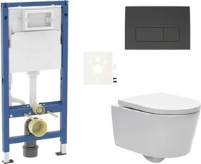 Závěsný WC set Geberit do lehkých stěn / předstěnová + WC SAT Brevis SIKOGESBRED50BL