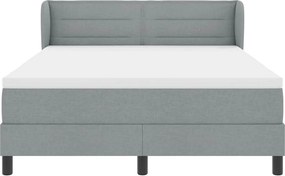 Postel s boxspringem s čelo Světle šedá 140 x 190 cm textil 3339954